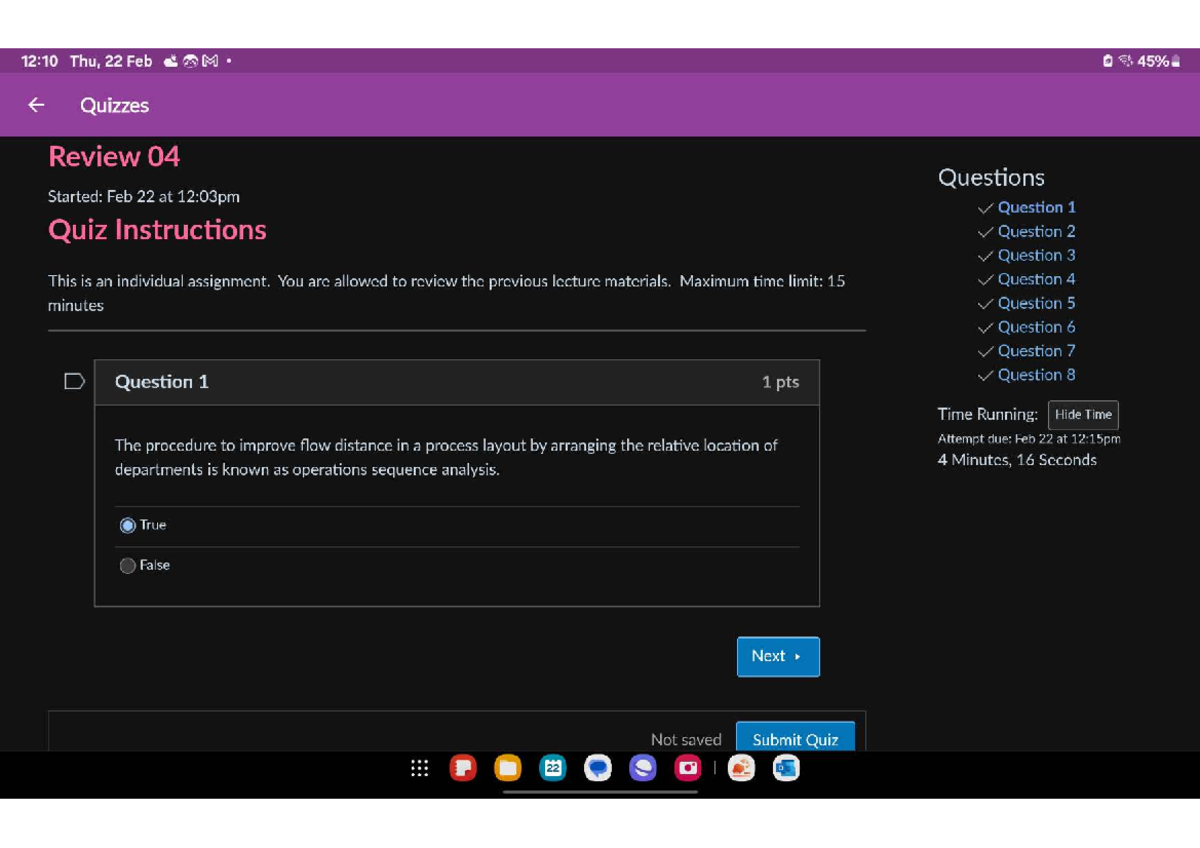 OM review 04 - quiz - 12:10 Thu, 22 Feb M Quizzes Review 04 Questions ...