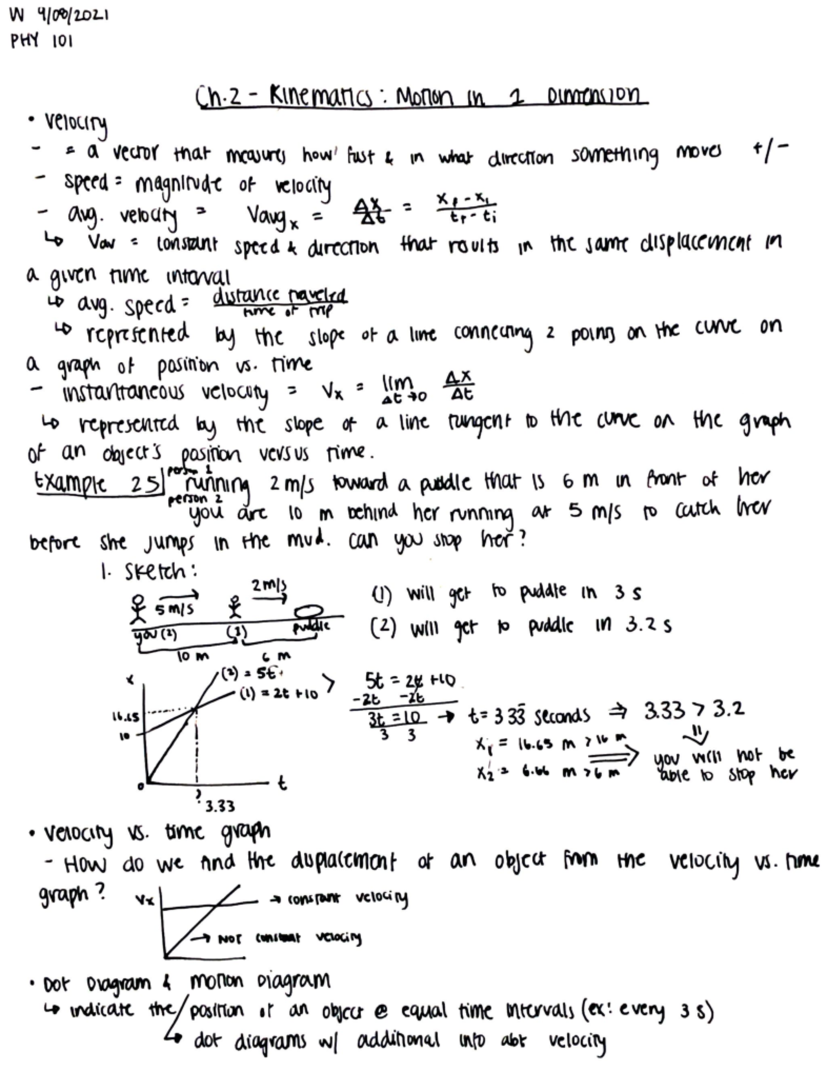 Kinematics: Motion in one direction - W 9100012021 PHY 101 Ch ...