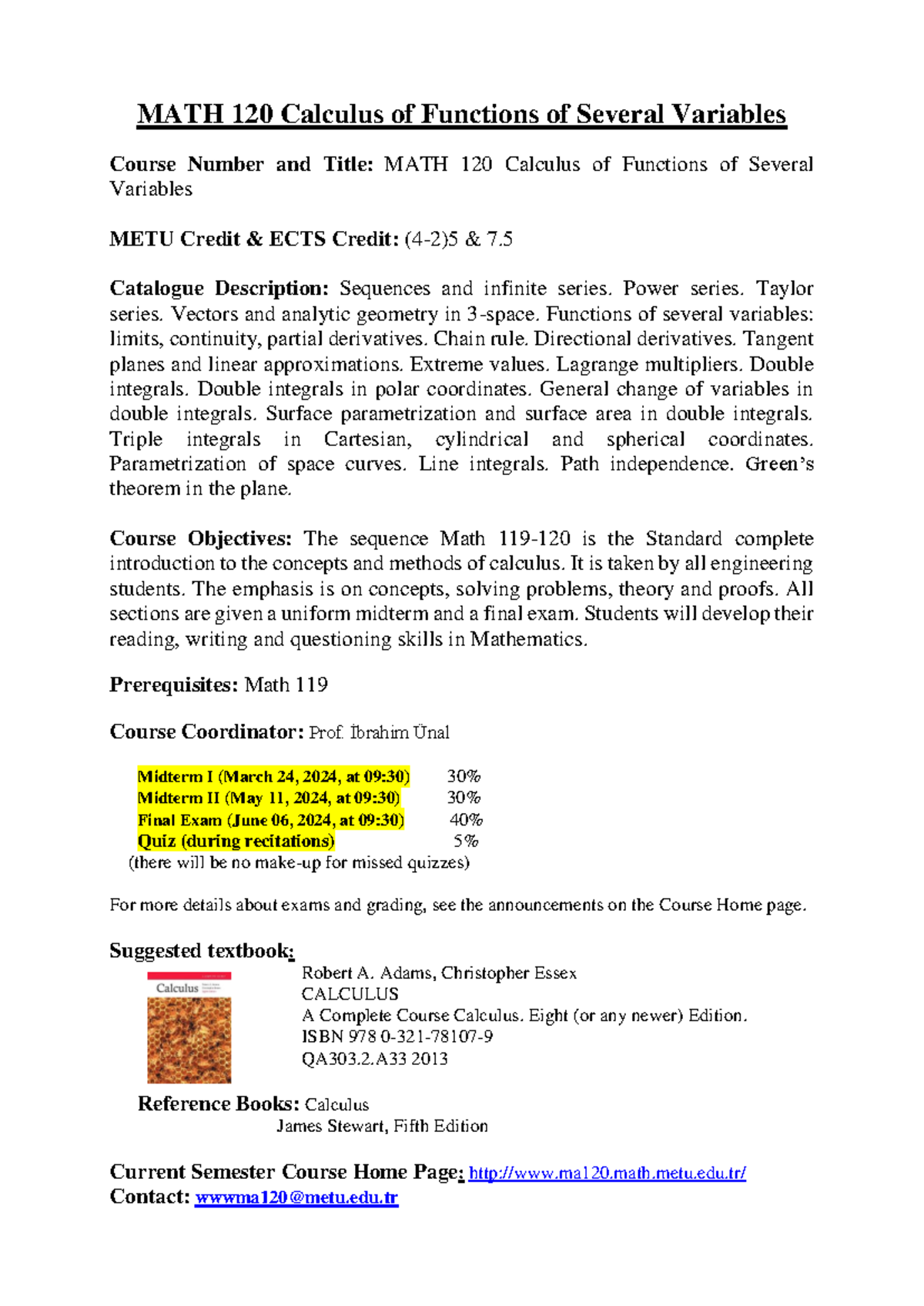 MATH 120 Calculus of functions of several variables 2023 2 - MATH 120 Calculus of Functions of ...