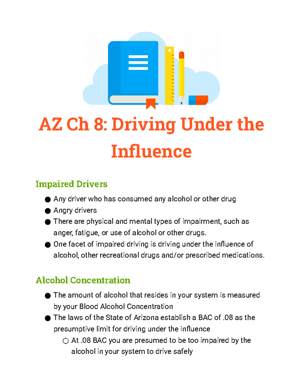 AZ ch8 Driving Under the Influence - AZ Ch 8: Driving Under the ...