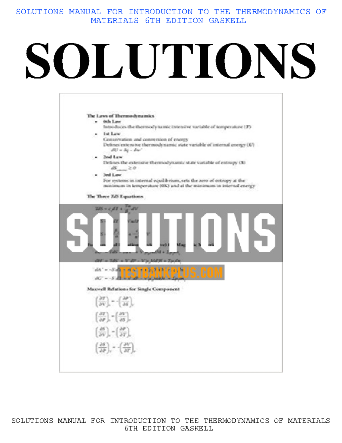 Thermodynamic of Materials solution manual - SOLUTIONS MANUAL FOR ...