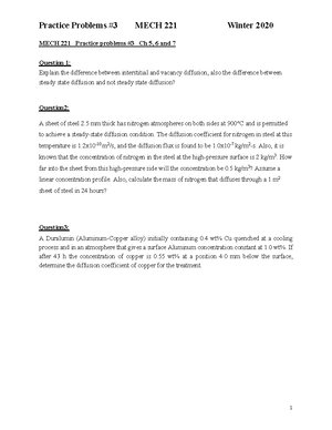 Tutorial Work #5 - MECH 221 - Studocu