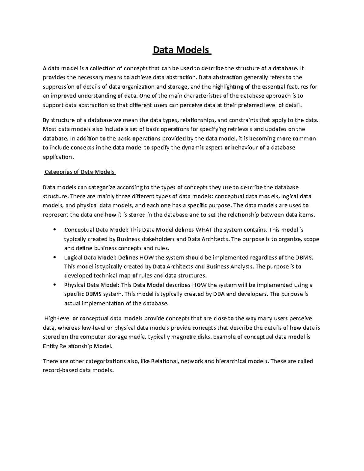 Data Models - It provides the necessary means to achieve data ...