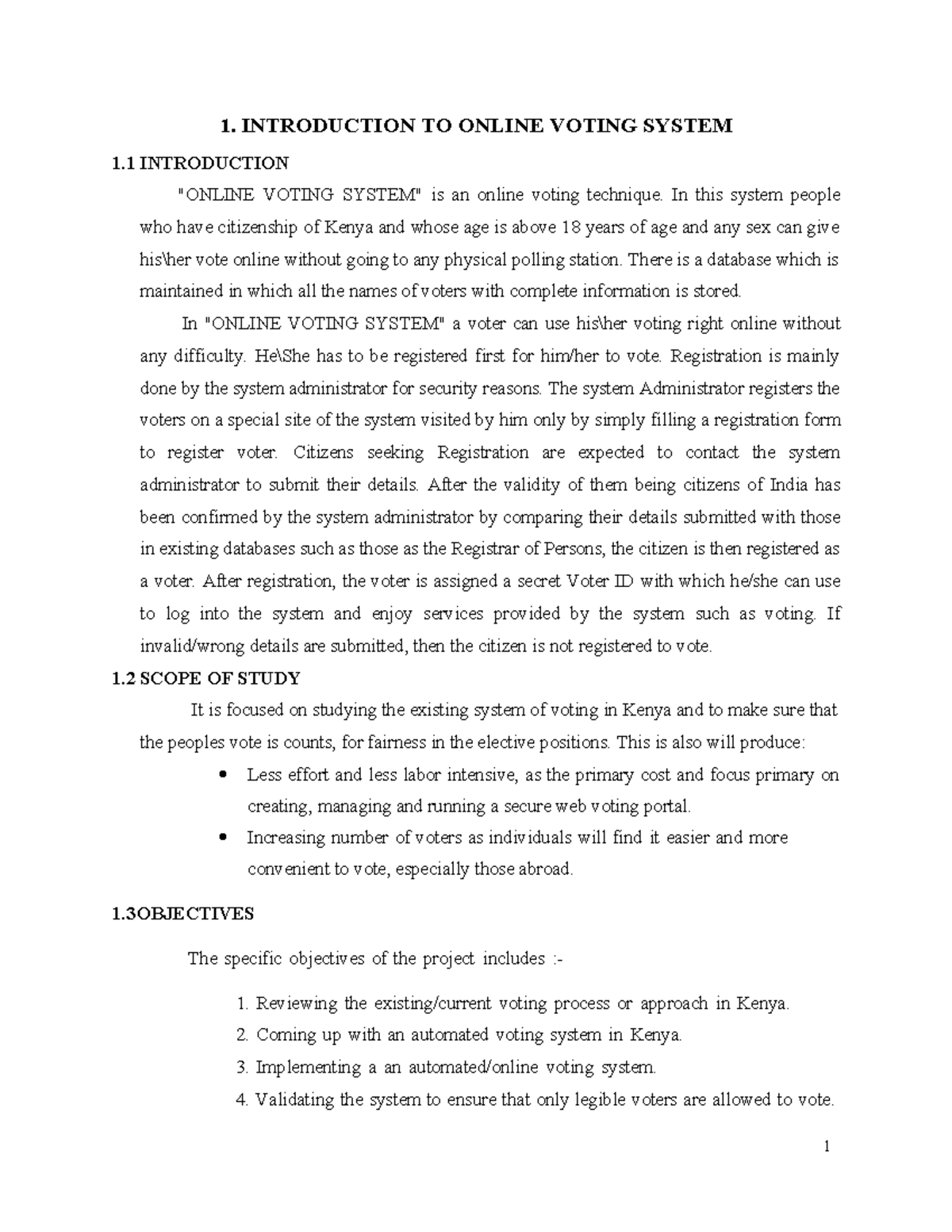 project review document - 1. INTRODUCTION TO ONLINE VOTING SYSTEM 1 ...