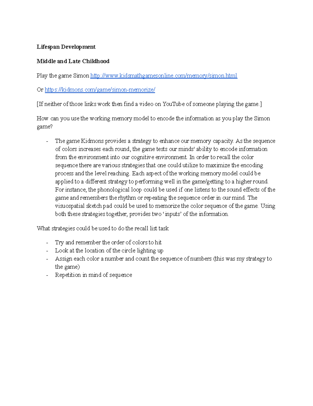 LSPD - Lecture 7 worksheet; Professor Shaenfield, Life Span ...