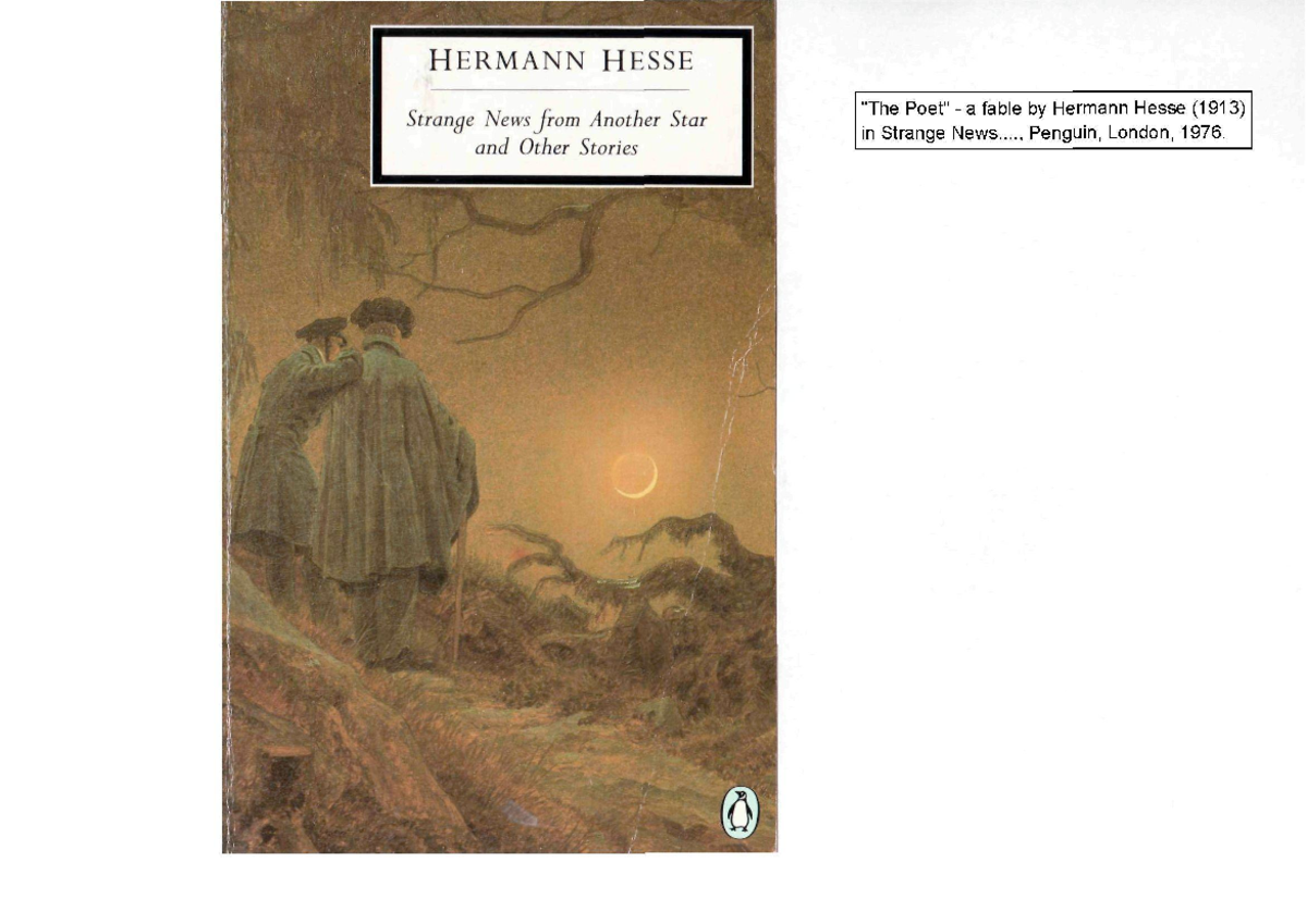 The Poet - Very pragmatic - "The Poet" - a fable by Hermann Hesse (1913 ...