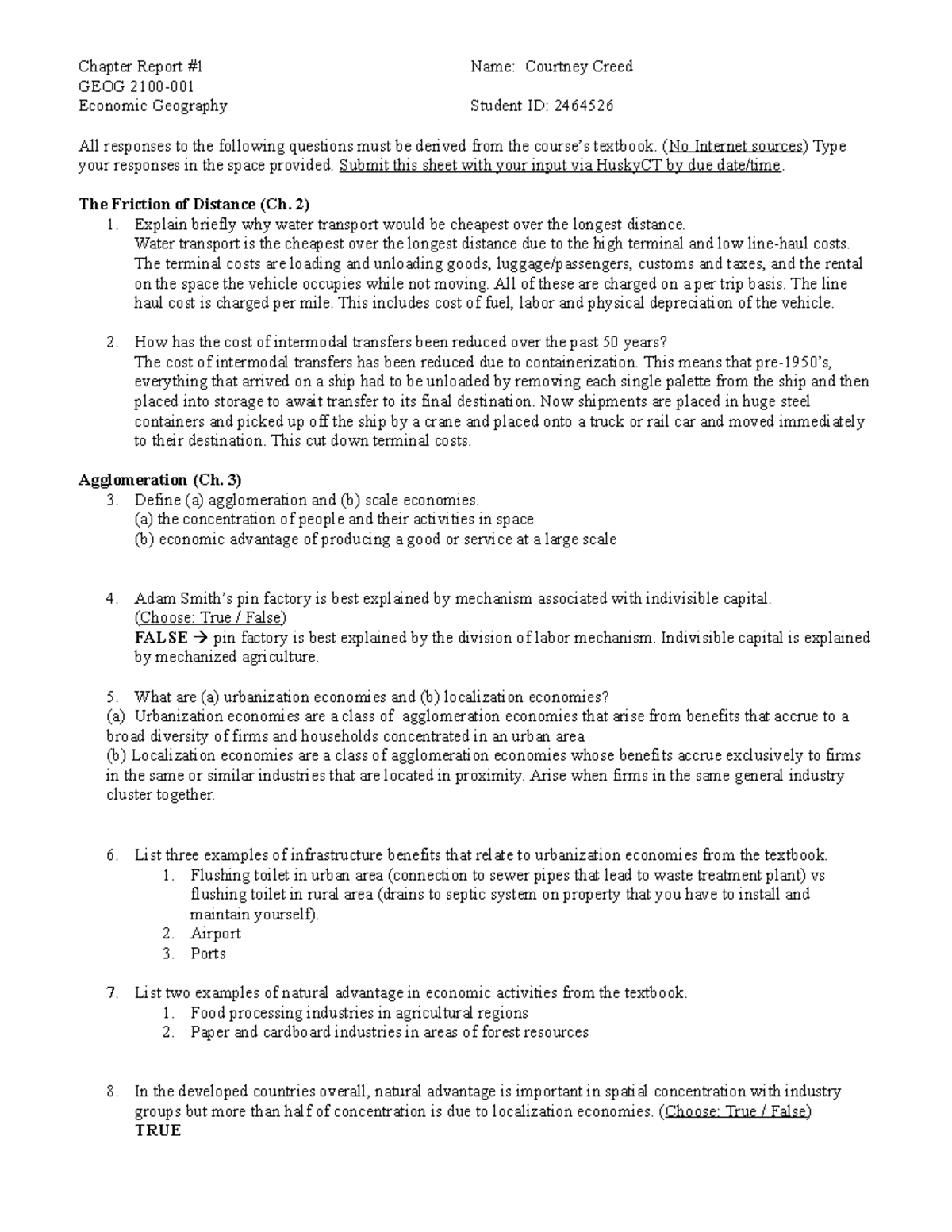 Chapter Report 1 - n/a - Chapter Report #1 Name: Courtney Creed GEOG ...