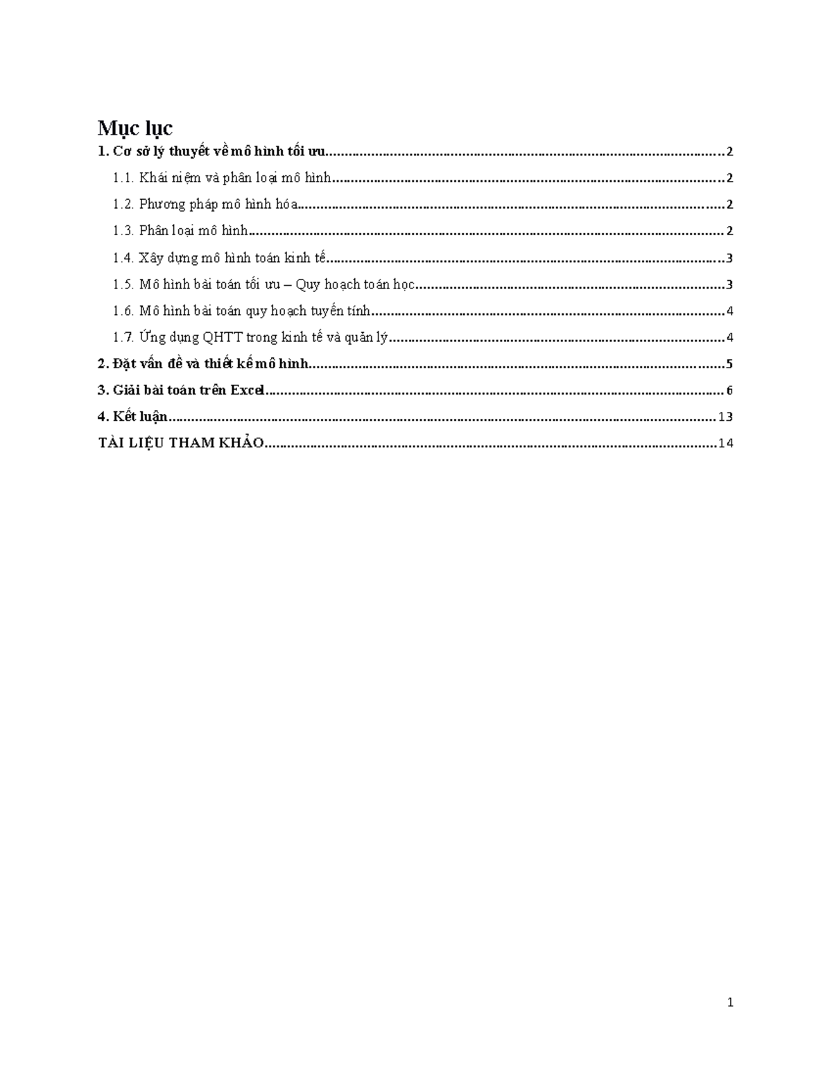PPDL Đỗ Quang Linh - Tieu luan - Mục lục Cơ sở lý thuyết về mô hình tối ...