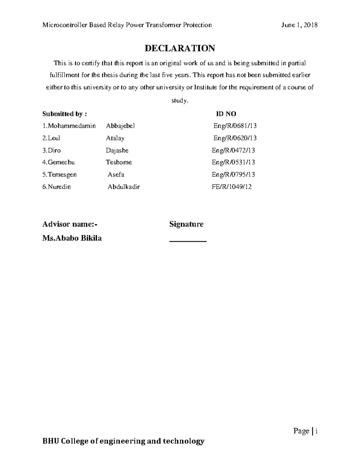 Bsc final final thesis - research on power Transformer protection ...