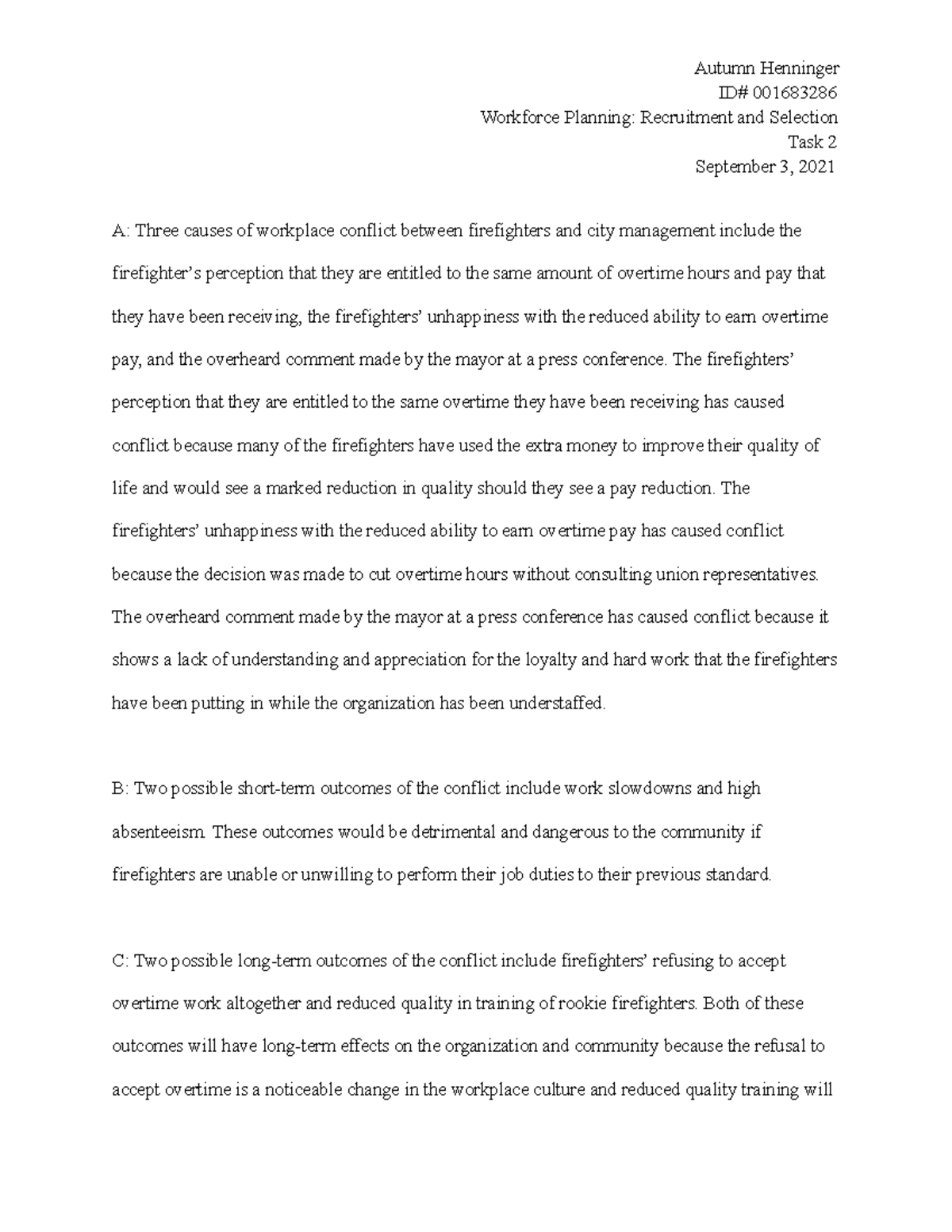 Workplace Planning-Task Two - ID# 001683286 Workforce Planning ...