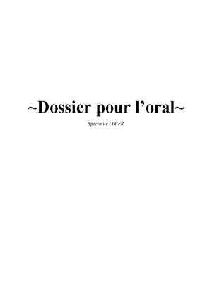 Méthode Dossier Personnel LLCE - FICHE METHODE CONSTRUIRE DOSSIER PERSONNEL LLCE Pour l'ORAL du ...