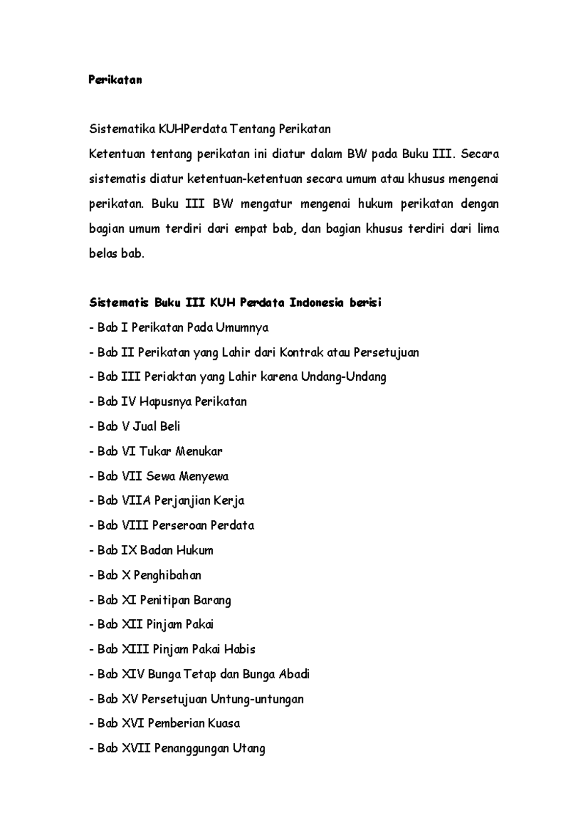 Perikatan dalam hukum acara perdata - Perikatan Sistematika KUHPerdata Tentang Perikatan ...