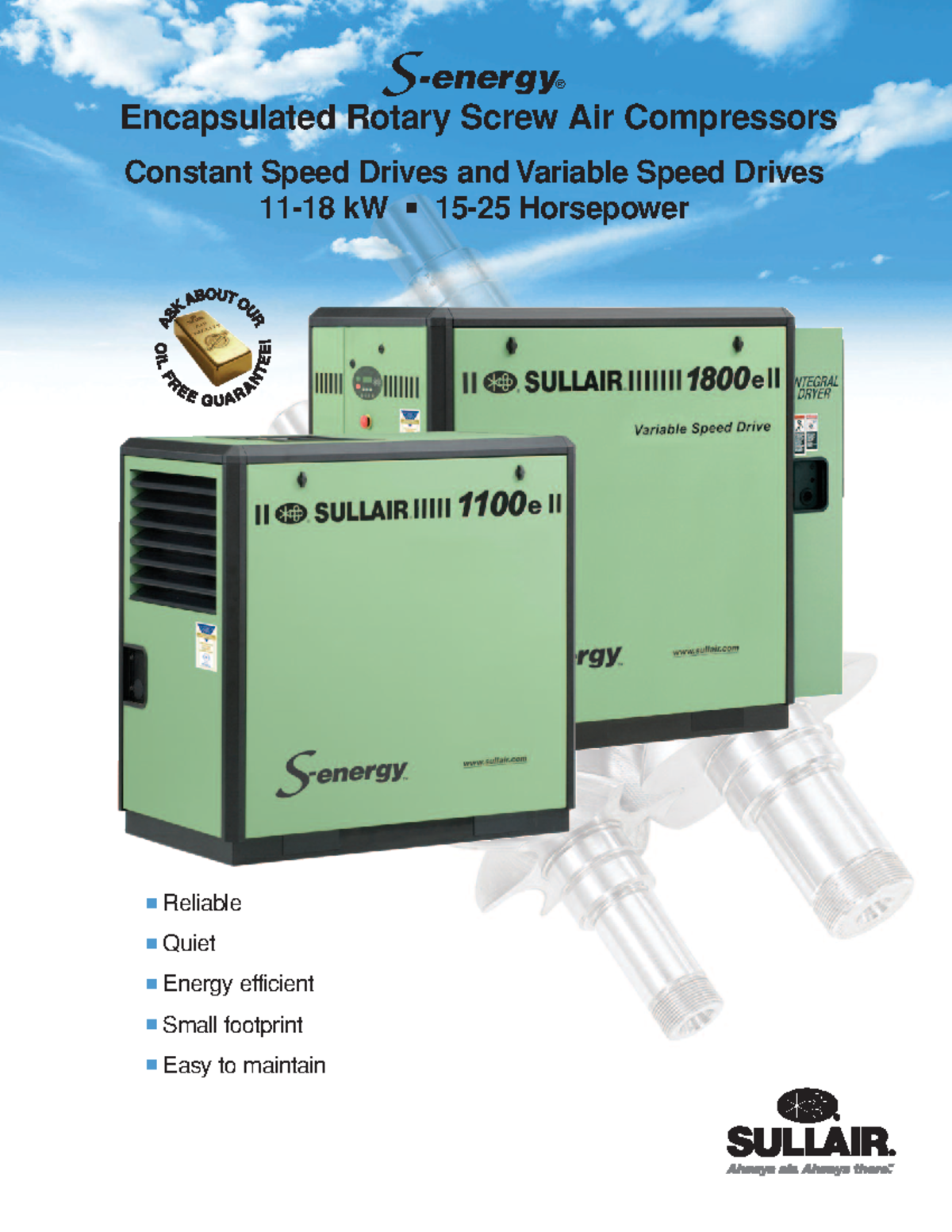 Sullair 1100e-1500e-1800e - Encapsulated Rotary Screw Air Compressors ...