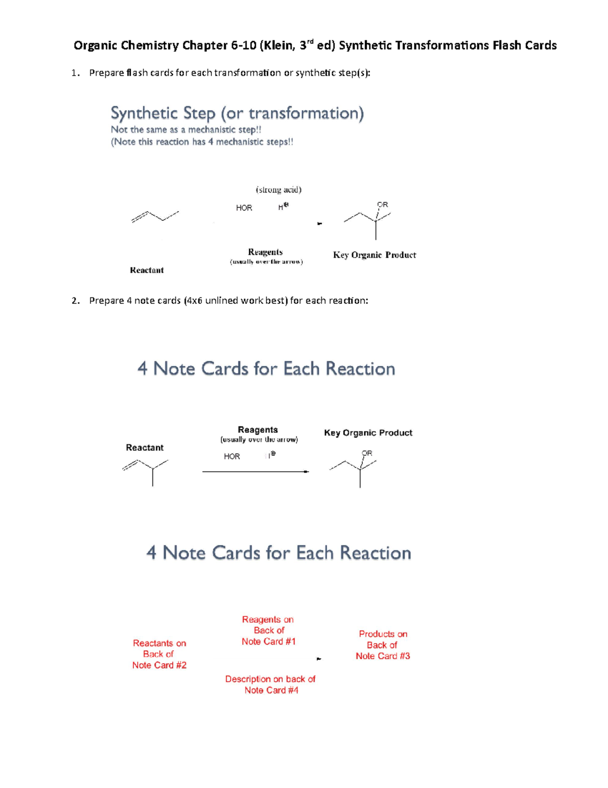 Synthetic Transformations Ch6-10 2018 - Organic Chemistry Chapter 6-10 ...