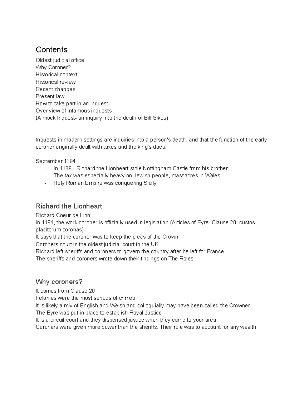 Inquests - Inquest notes - Contents Oldest judicial office Why Coroner ...