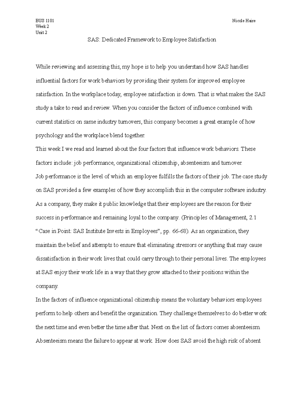 SAS: Dedicated Framework to Employee Sastisfaction - In the workplace ...