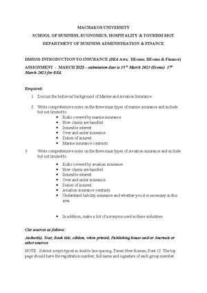 BMS 101 Course Outline 2023 ...