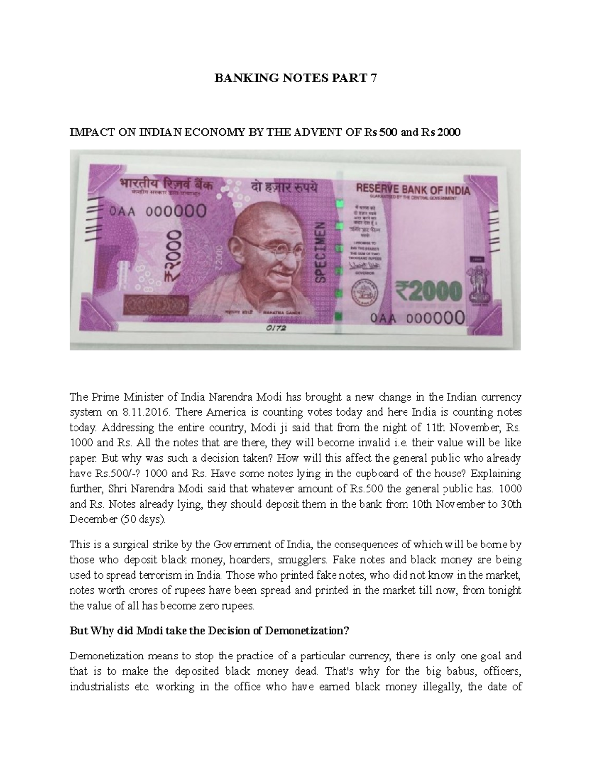 Banking Notes PART 7 - BANKING NOTES PART 7 IMPACT ON INDIAN ECONOMY BY ...