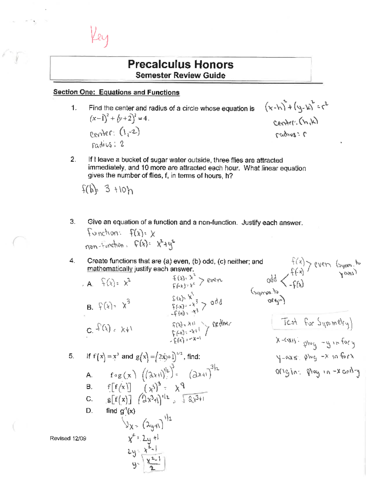 Pre-Calculus+Midcourse+Exam+Review+Solutions - Studocu