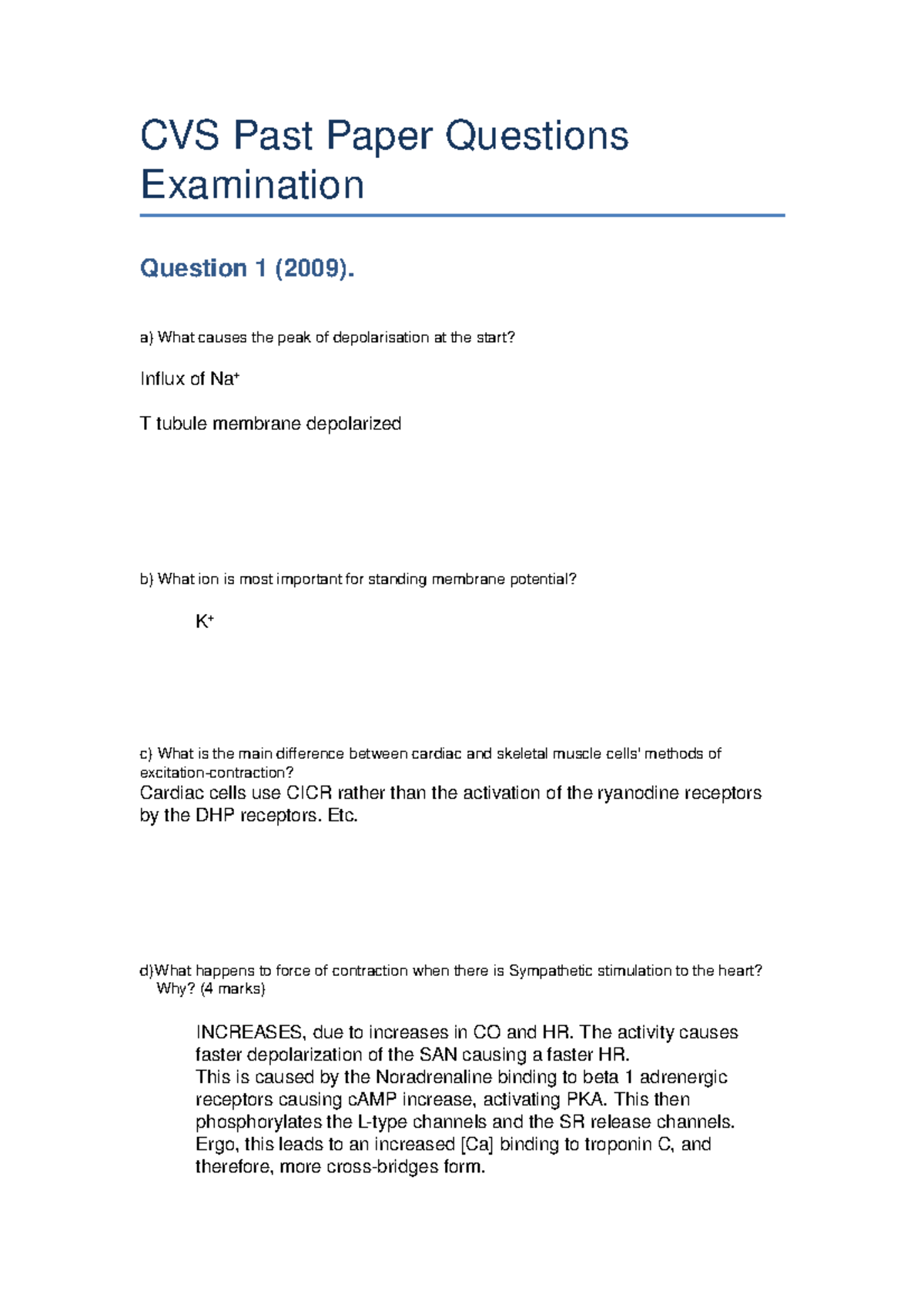 CVS Past Paper Questions Examination Student - CVS Past Paper Questions ...