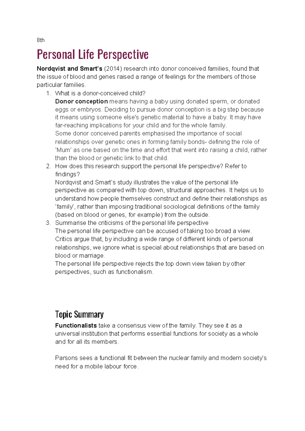 -8th - Grade: 7 - 8th Personal Life Perspective Nordqvist and Smart’s ...