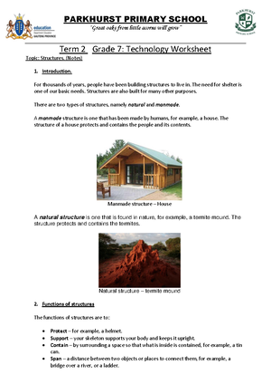 00 Grade 8- Technology-Revision notes - GRADE 8: TECHNOLOGY: REVISION ...