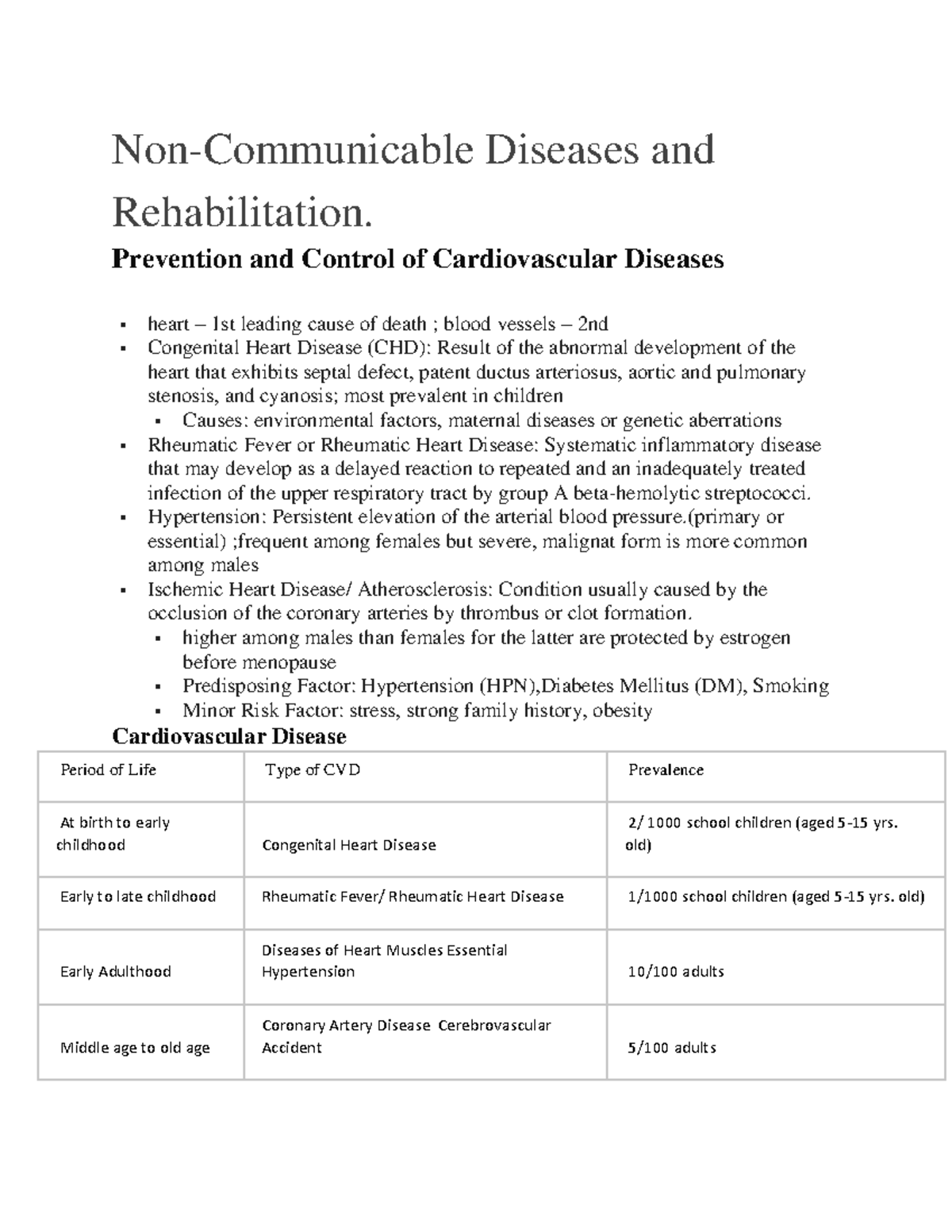 Non-Communicable Diseases and Rehabilitation - Prevention and Control ...