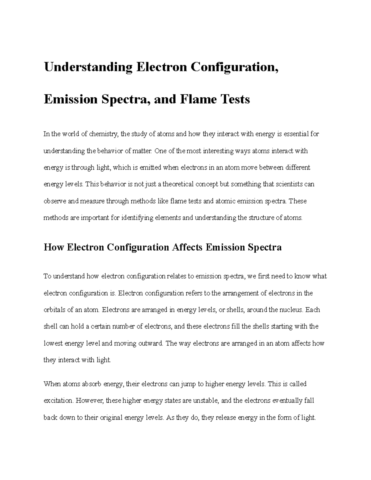 Chemistry flame test essay - Understanding Electron Configuration ...