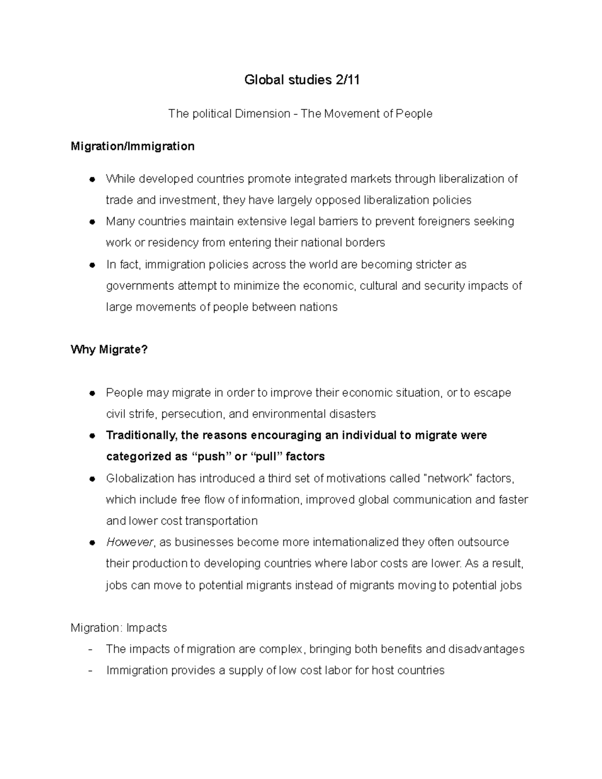 Global studies 101 2 11 - Global studies 2/ The political Dimension ...