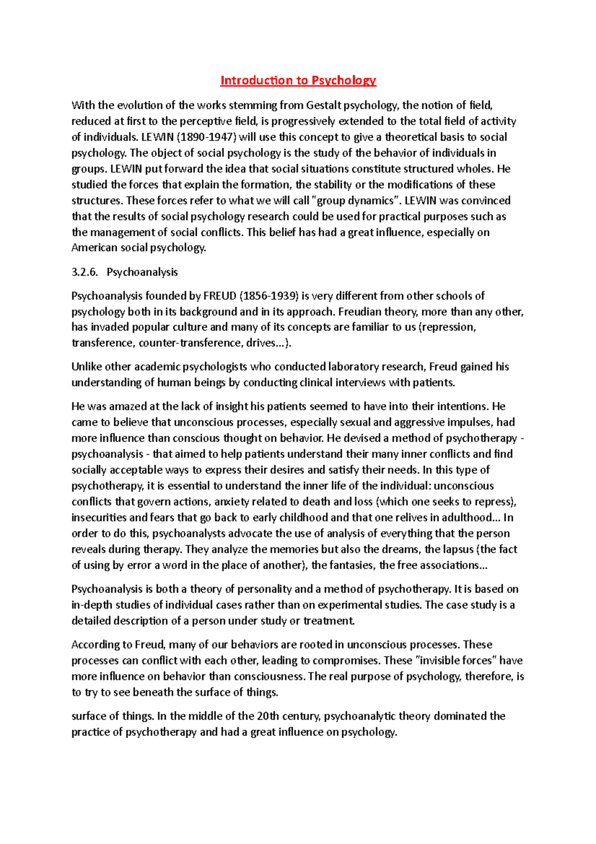 Introduction to Psychology 5 - Introduction to Psychology With the ...