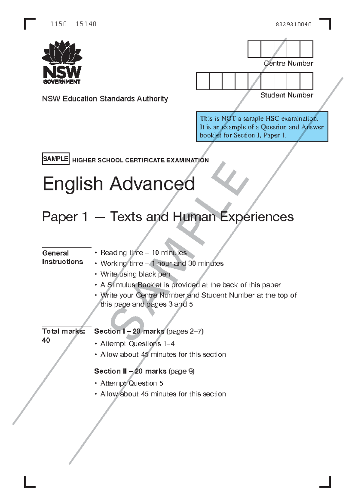 English advanced 2017 sample examination format paper 1 2019 pdf - Studocu