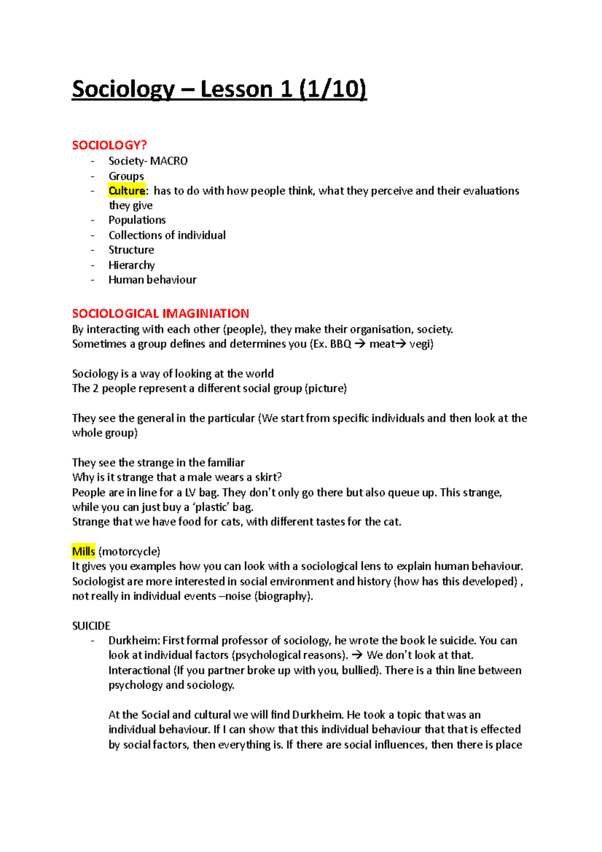 Sociology – Lesson 1 - Sociology – Lesson 1 (1/10) SOCIOLOGY? Society ...