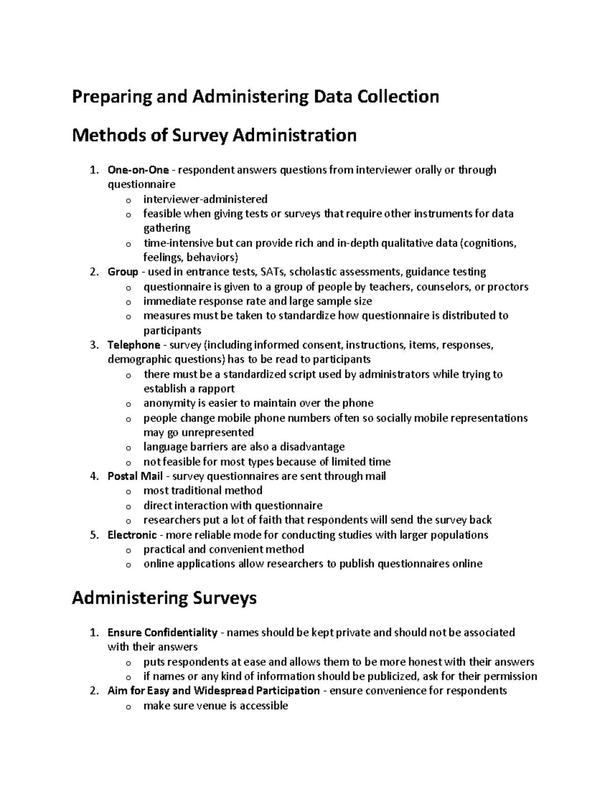 Preparing and Administering Data Collection - Consider Providing Incentives - promising ...