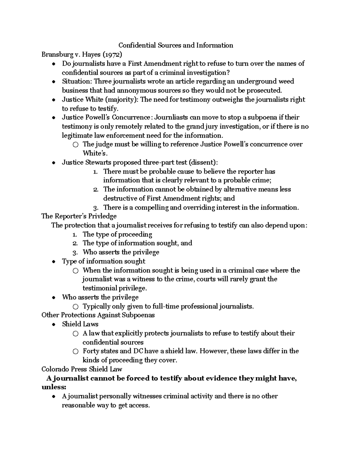 Confidential Sources and Information - Confidential Sources and ...