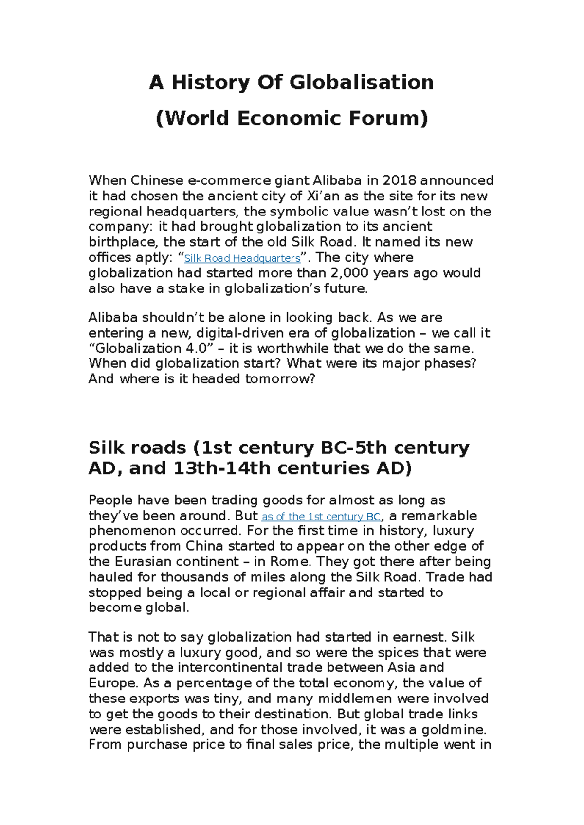 A History Of Globalisation - A History Of Globalisation (World Economic ...