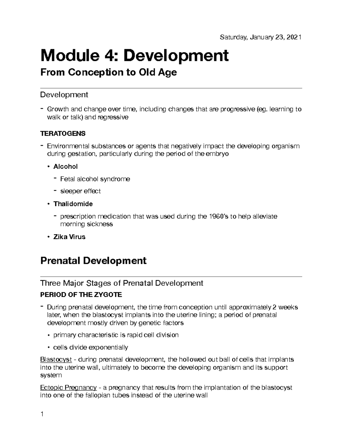 PSY 1102 Development Module - Module 4: Development From Conception to ...