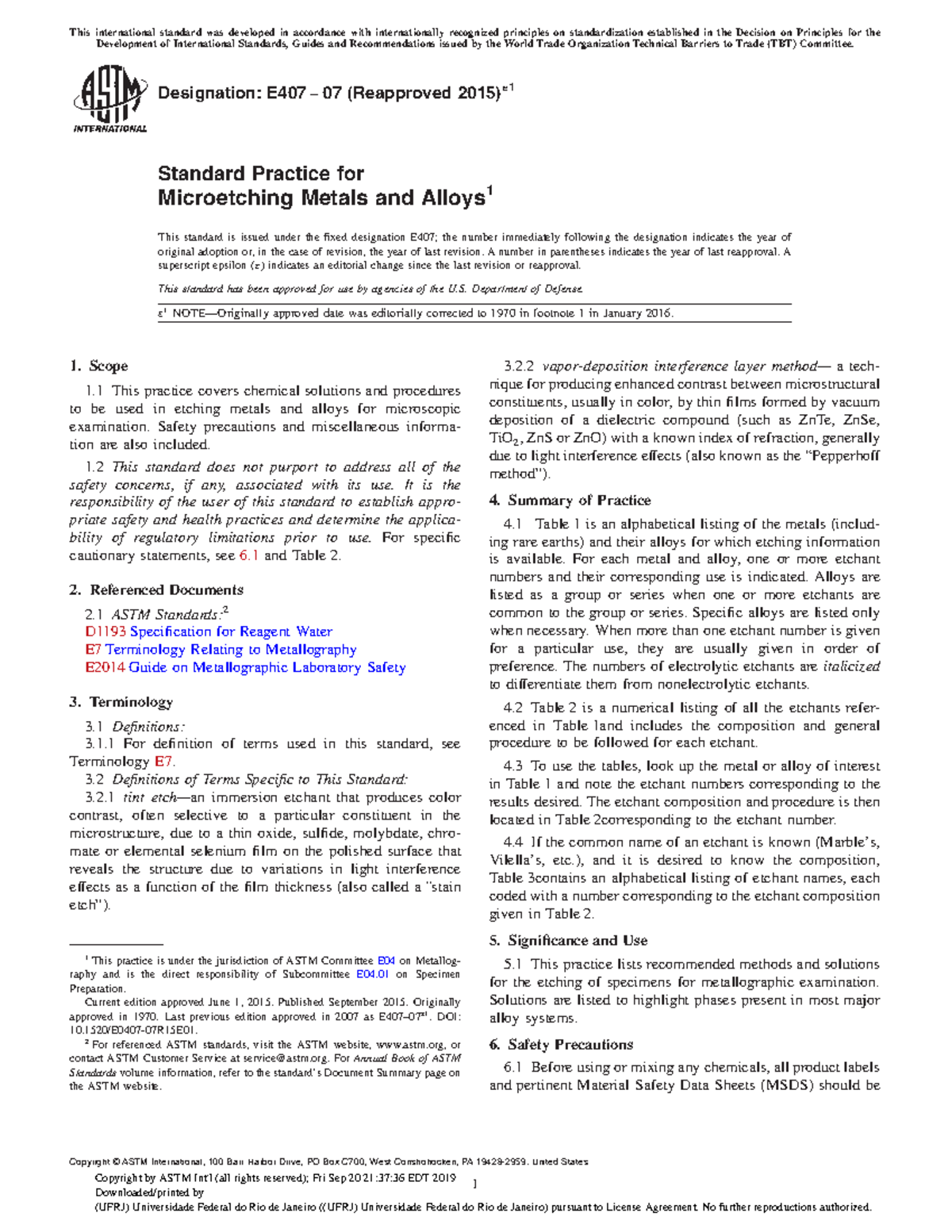ASTM E407-15 Microestching metals and alloys - Designation: E407 − 07 ...