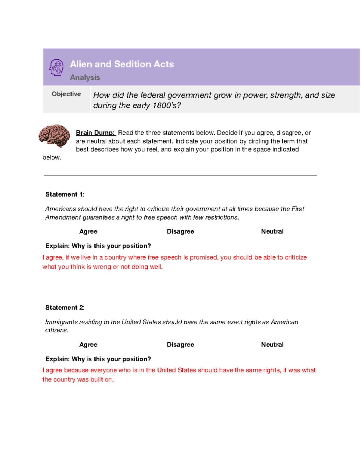 Alien and Sedition Acts - Alien and Sedition Acts Analysis Objective ...