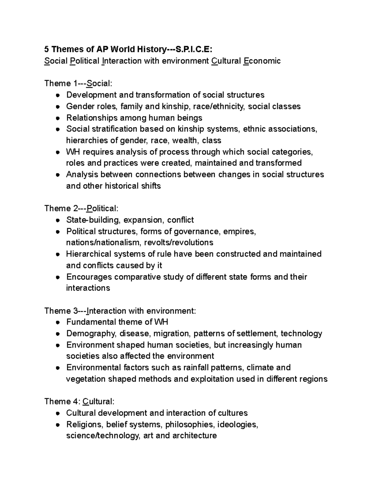 5 Themes of AP World History-S.P.I.C.E-T - 5 Themes of AP World History ...