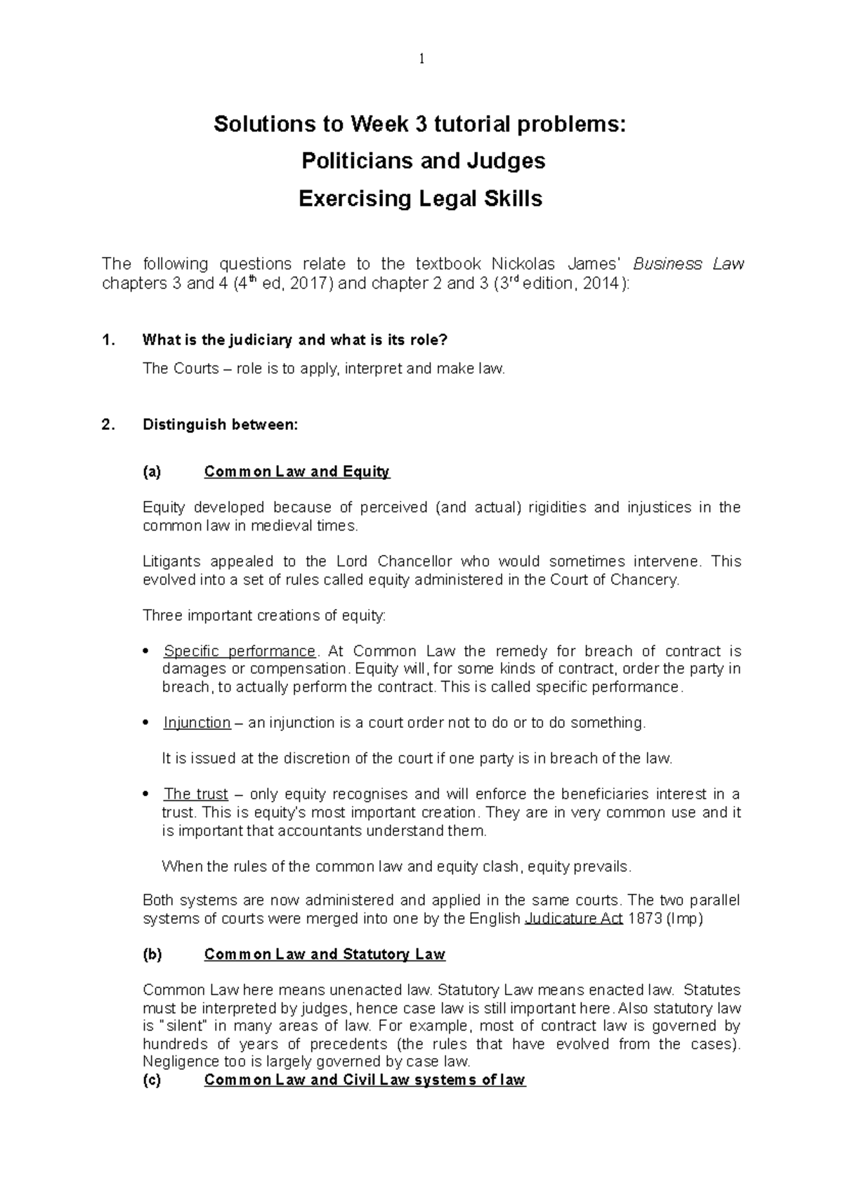 Tutorial 3, week 4 - 1 Solutions to Week 3 tutorial problems ...