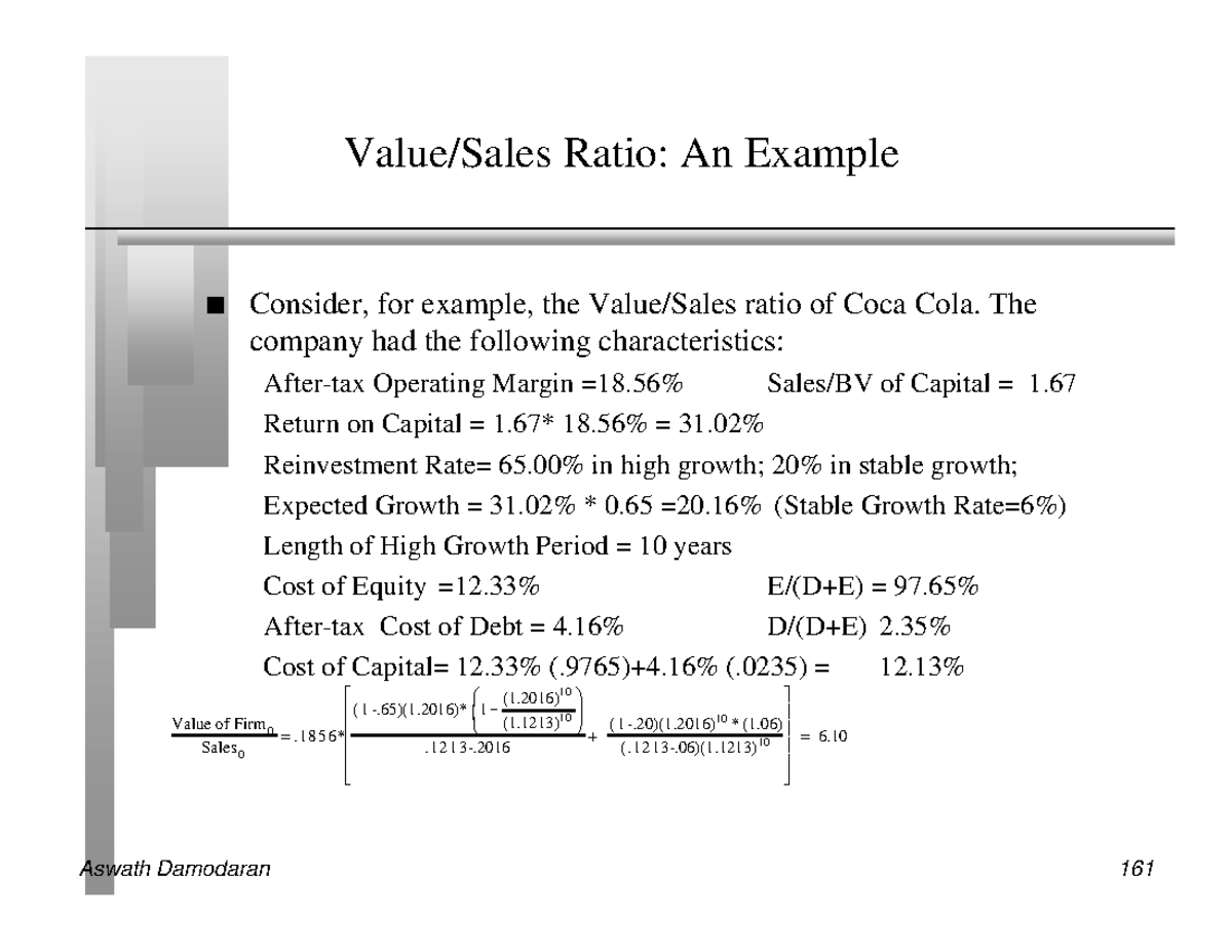 Brand - Aswath Damodaran - Valuation Class - Value/Sales Ratio: An ...