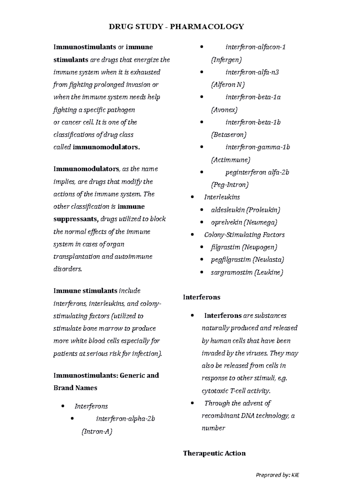 Immunostimulants or immune stimulants - DRUG Study - DRUG STUDY ...