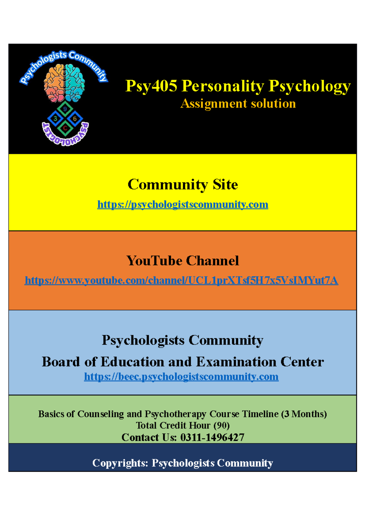 Psy405 Assignment Solution-1 - Psy405 Personality Psychology Assignment solution Community Site ...