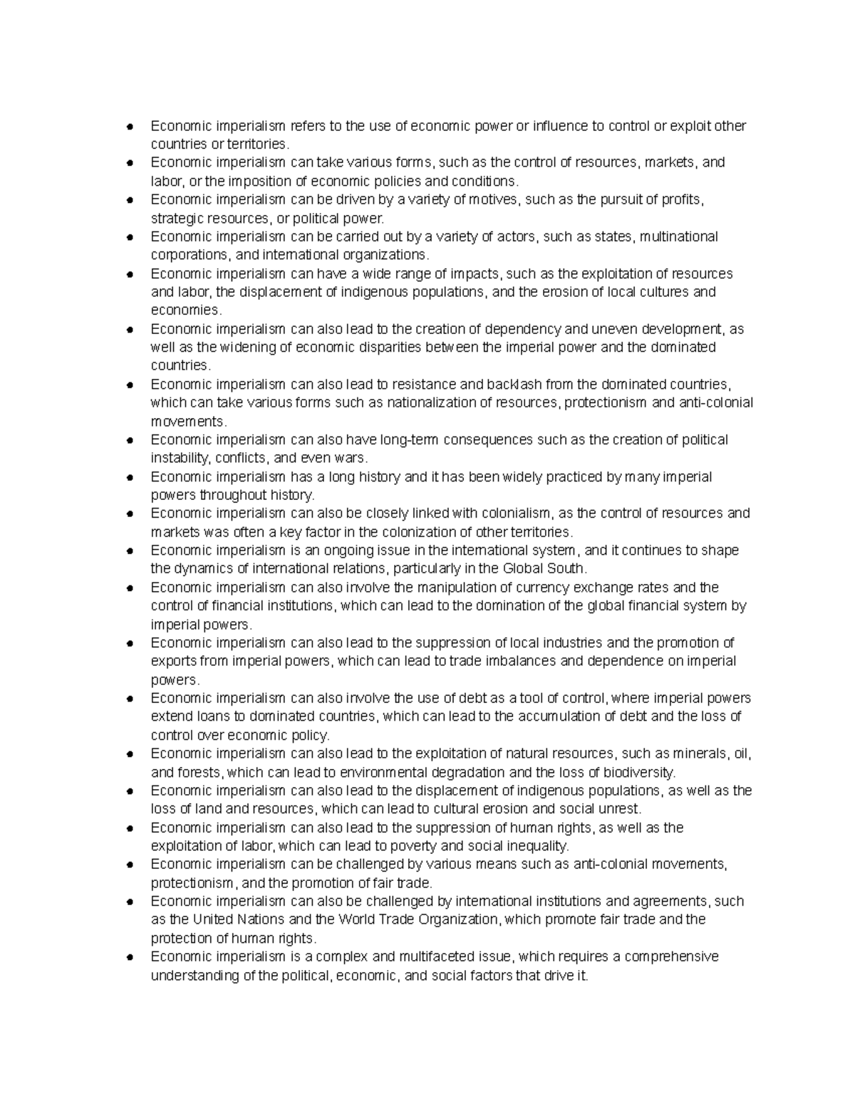 World Politics Notes - Economic Imperialism - Economic imperialism ...