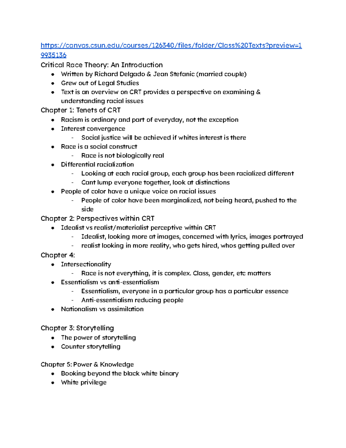 CHS Week 7 8 (CRT Reading) - canvas.csun/courses/126340/files/folder ...