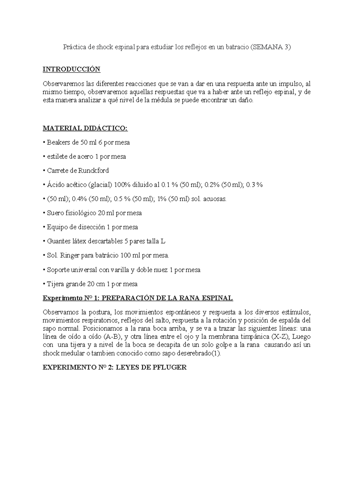 Fisiologia semana 3 y 4 - Práctica de shock espinal para estudiar los ...