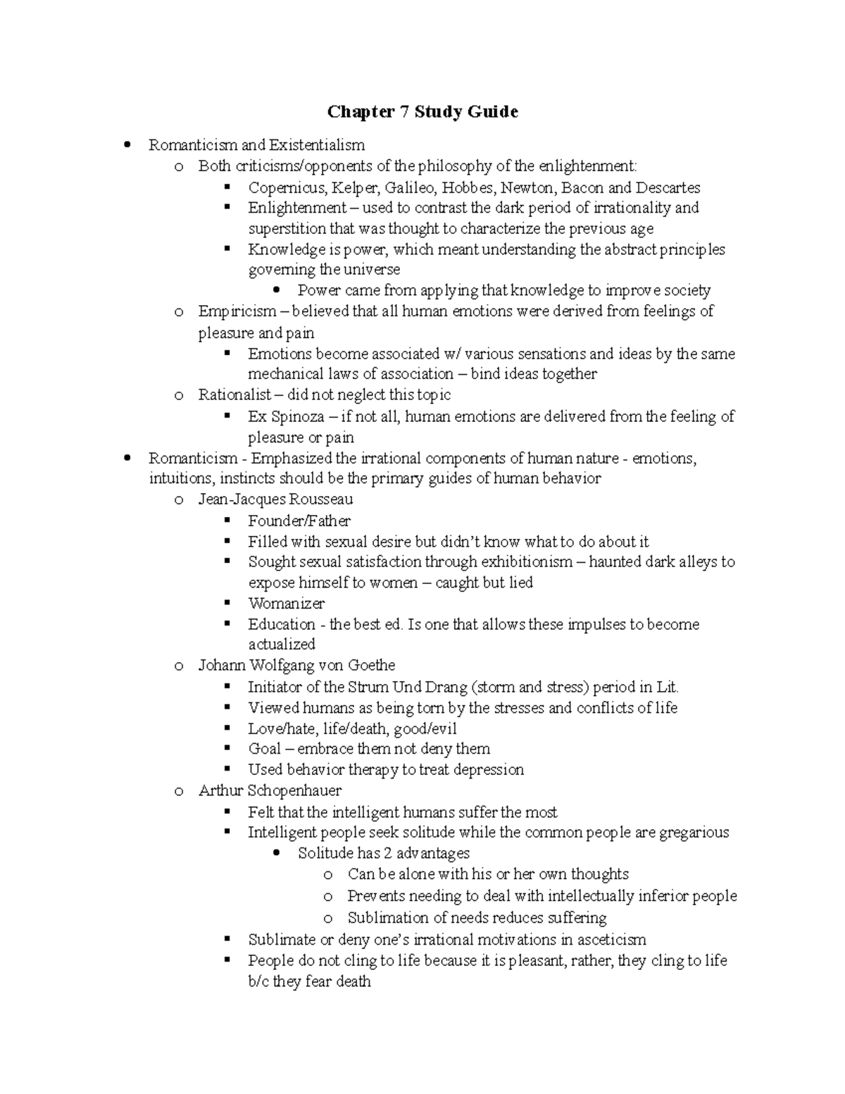 Cahpter 7 - study guide - Chapter 7 Study Guide Romanticism and ...