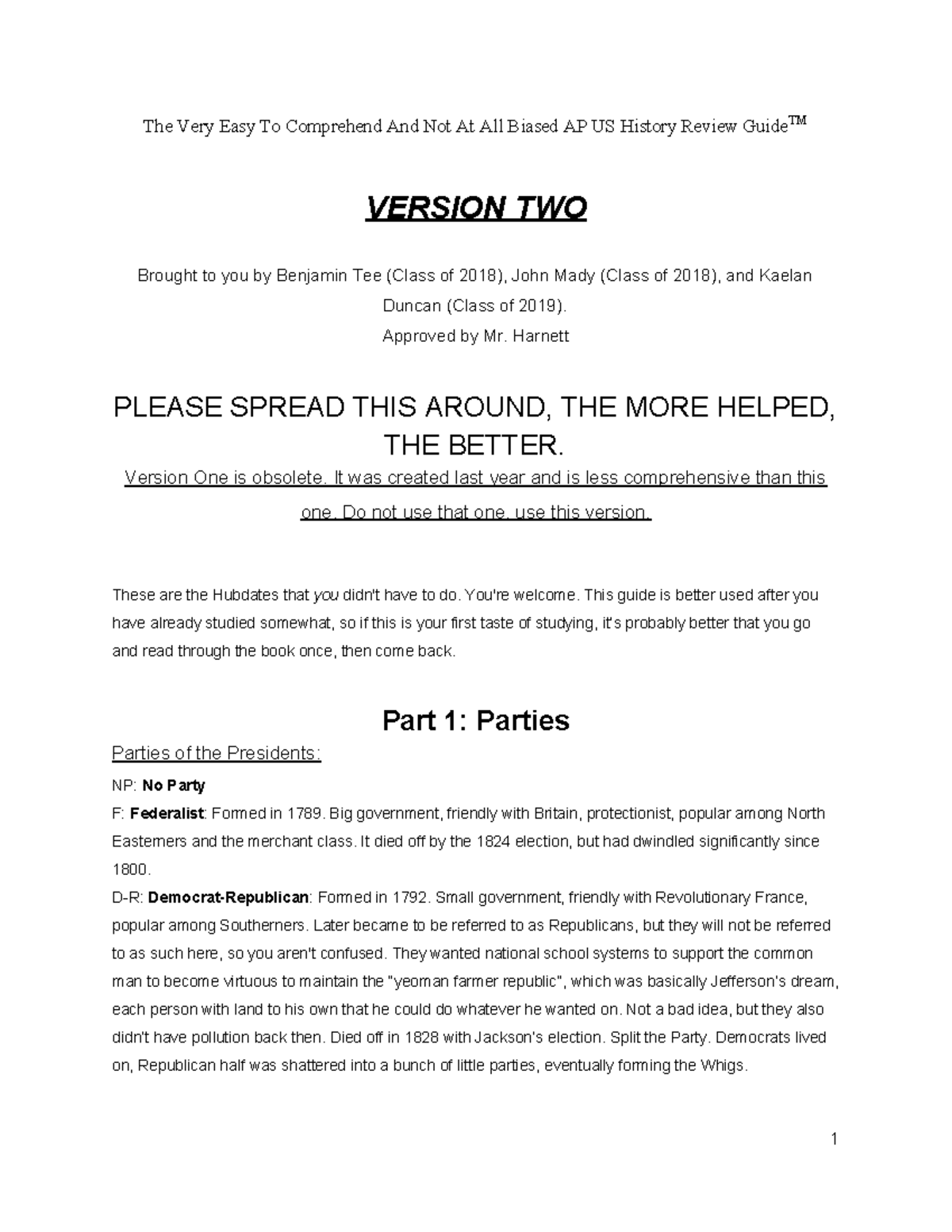 The Very Easy To Comprehend And Not At All Biased AP US History Review ...