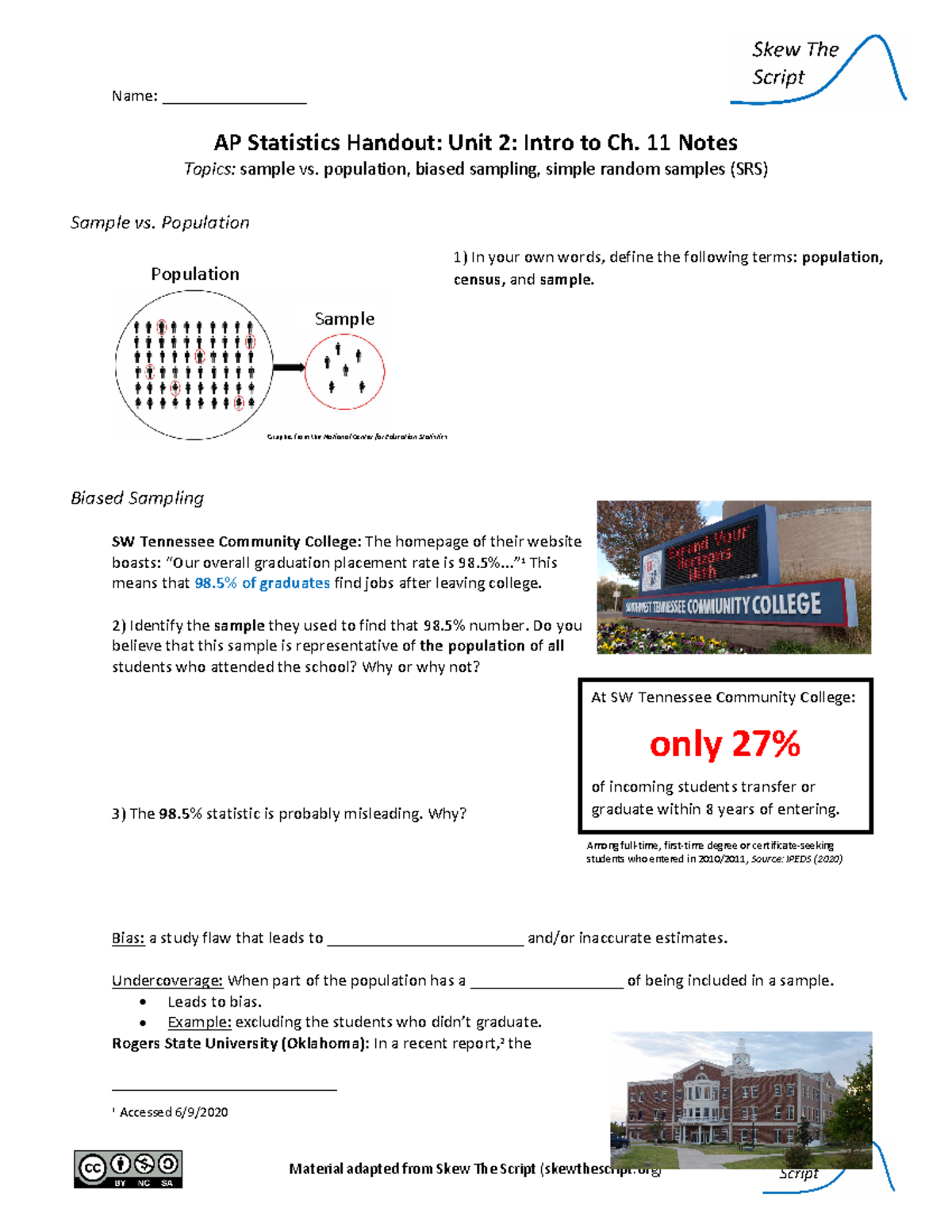 chapter 11 notes - Name: _________________ AP Statistics Handout: Unit ...