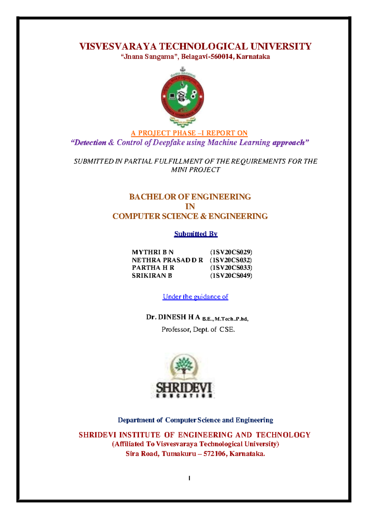 Phase 1 report (2) merged-1 - VISVESVARAYA TECHNOLOGICAL UNIVERSITY ...